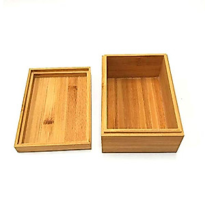 Bamboo wood storage box with cover, wooden storage box combination, storage box, bamboo, natural, unpainted,wooden box wooden packaging, gift box,storage tea box (6.3X4.72X2.76 inch)