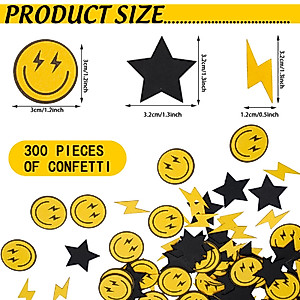 Whaline 300Pcs One Happy Dude Table Confetti Smile Face Lightning Star Shaped Confetti Yellow Black Table Centerpiece for First Birthday Party Decoration