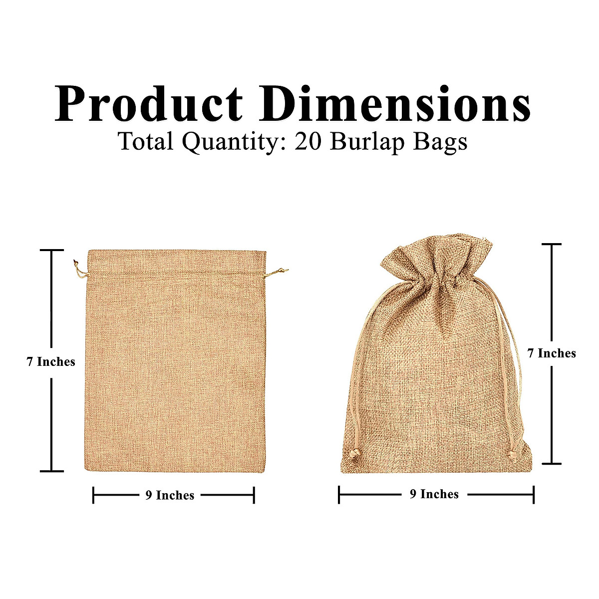 Mandala Crafts Burlap Bags with Drawstring - 7x9 Inches Drawstring Pouch Set - Bulk Rustic Linen Burlap Drawstring Bags for Burlap Gift Bags Wedding Party Coffee Candy Favor Bags 20 PCs