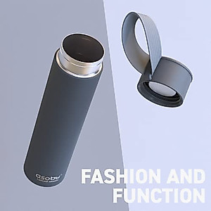 Asobu Skinny Mini Fashon Forward Double Walled Stainless Steel Insulated Water Bottle Bpa Free 7.8 oz (Smoke)
