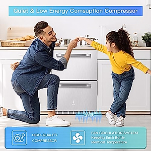 ICEJUNGLE Stainless Steel Refrigerator, Undercounter/Built-in 24" Refrigerators with 2 Drawer, Full Size Fridge for In/Outdoor Use, Premium Stainless Steel Refrigerator with Advanced Cooling System