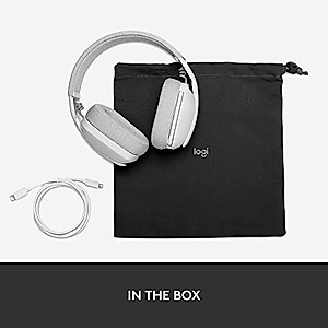 Logitech Zone Vibe 100 Lightweight Wireless Over Ear Headphones with Noise Canceling Microphone, Advanced Multipoint Bluetooth Headset, Works with Teams, Google Meet, Zoom, Mac/PC - Off White