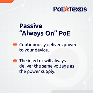 PoE Texas 4 Port 24V Passive PoE Injector with 24V 30W UL/FCC Certified Power Supply - Gigabit Injector - Passive Power Over Ethernet Multi Port PoE Adapter for Ubiquiti, Mikrotik, 24 Volt PoE Devices
