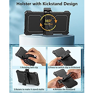 SOiOS for Samsung Galaxy A53 5G Case: with Built-in Screen Protector & Kickstand | Full-Body Dual Layer Rugged Belt-Clip Holster | Heavy Duty Shockproof Protective Phone Cover - 6.5inch - Black