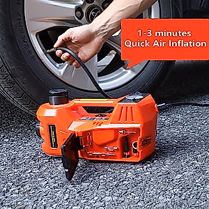 Mautyke Electric Hydraulic Car Jack Kit - 5 in 1 Air Floor Jack Stand Portable Trailer Truck Lift Jack Automatic Car Emergency Kit with Integrated Air Pump and Impact Wrench for Tire Changing