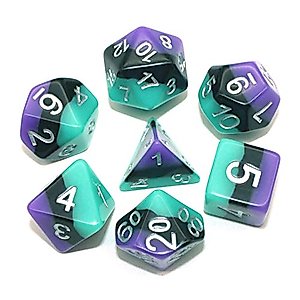 Dice Set Resin DND Dice Fit Dungeons and Dragons D&D RPG Pathfinder Role Playing Games 3 Layers Polyhedral Dice (Purple Black Green)