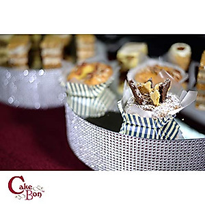 Cakebon Silver Cake Stands, Sturdy Lightweight Polystyrene Foam Silver Wedding Cake Stand with Faux Rhinestones, 16 Inch Cake Stand for Cakes and Pastries, Cake Stands for Party