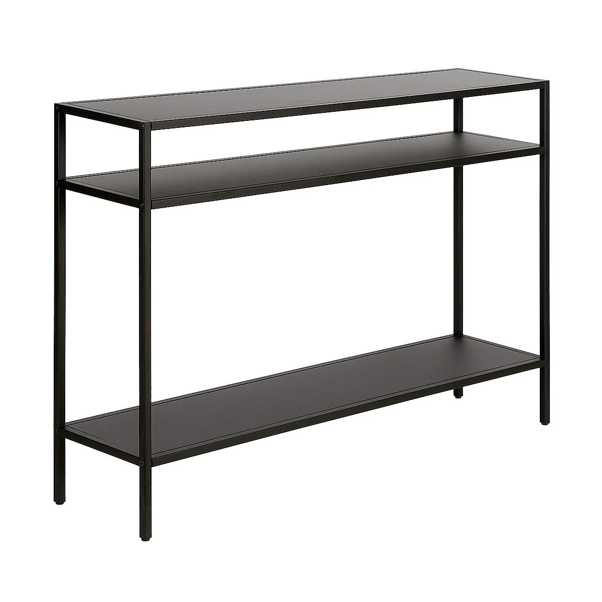 Henn&Hart 42" Wide Rectangular Console Table with Metal Shelves in Blackened Bronze, Entryway Table, Accent Table for Living Room, Hallway
