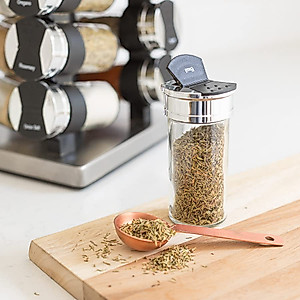 Orii Rotunda 20 Jar Spice Rack Filled with Spices & Top Label - Rotating Standing Rack Shelf Holder & Countertop Spice Rack Tower Organizer for Kitchen Spices, Free Spice Refill for 5 Years