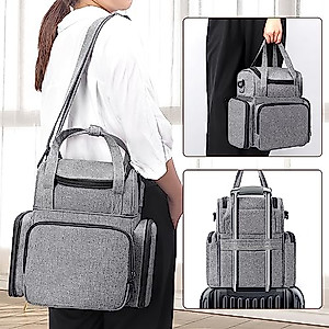 LEAFFUP 2 Layers Large Travel Makeup Bag with 2 Removable Pouches, Large Cosmetic Bag with Detachable Partition, Portable Cosmetic Bag with Multiple Storage Sections (Patent Pending), Grey