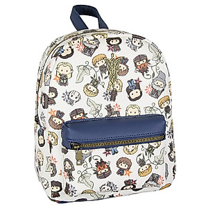 Bioworld The Lord Of The Rings Allover Chibi Character Pattern Faux Leather Tote Bag Mini Backpack