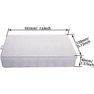 Yinpecly 24 Grids Double Buckle PP Component Storage Box Container Clear White with Removable Dividers Electronic Component Containers Tool Boxes 1pcs