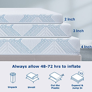 BedStory Queen Mattress Topper, 3 inch Memory Foam Mattress Topper, Firm Bed Topper Cooling Gel-Infused with Anti-Slip Removable&Breathable Cover for Back Pain, Pressure Relieve, CertiPUR-US(60" x80")