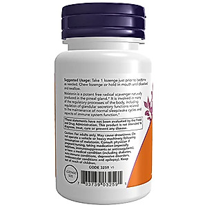 NOW Supplements, Melatonin 3 mg, Free Radical Scavenger*, Healthy Sleep Cycle*, 180 Chewable Lozenges