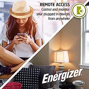 Energizer Connect 6 Outlet Smart Surge Protector, 1,200 Joules, Remote Access/Custom Schedules, Compatible with Alexa/Siri/Google Assistant, Low Profile Angled Plug with 3ft Cord, Connect to Your Wi-Fi