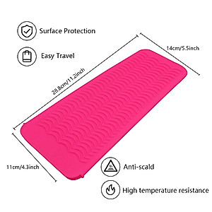 HeatHeat Resistant Silicone Mat Pouch for Flat Iron, Curler Wand, Hot Waver, Salon Tools Appliances, Portable Styling Heat mat, Curling Iron pad Cover, Hair Straightener Travel Bag Case (1Pink)
