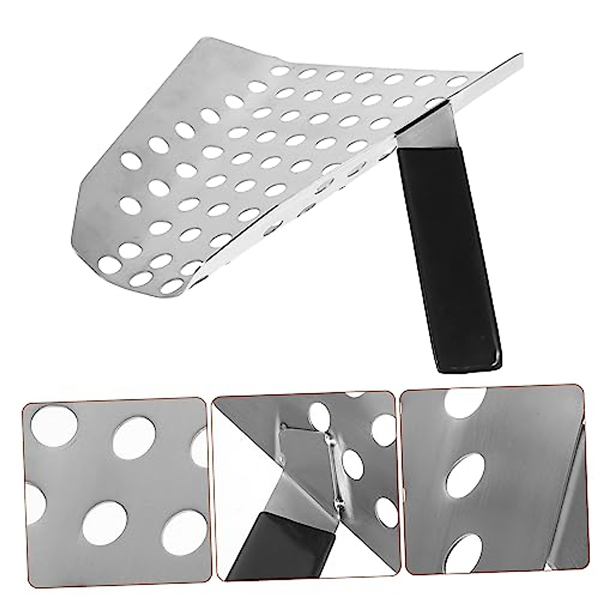 HEMOTON 3pcs French Fries Shovel Popcorn Machine Popcorn Metal Pooper Scooper Ice Scooper Perforated Metal Scoop Scooper for Snacks Ice Cube Shovel Kitchen Gadgets Kitchen Grain Scoop Food