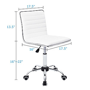Furmax Mid Back Task Chair,Low Back Leather Swivel Office Chair,Computer Desk Chair Retro with Armless Ribbed (White)