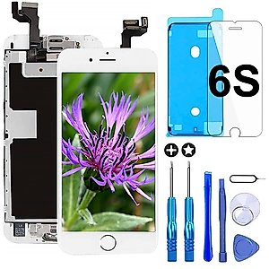 GULEEK for iPhone 6S Screen Replacement White Touch Display LCD Digitizer Full Assembly with Front Camera, Proximity Sensor, Ear Speaker and Home Button Including Repair Tool and Screen Protector