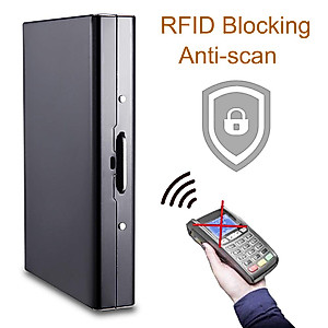 EASTNIGHTS RFID Credit Card Holder Protector Metal Credit Card Wallet Business Card Holder for Men Women Gift Box Package (Black)