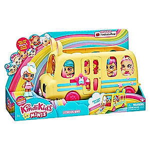 Kindi Kids Minis Collectible School Bus and Posable Bobble Head Figurine 2pc