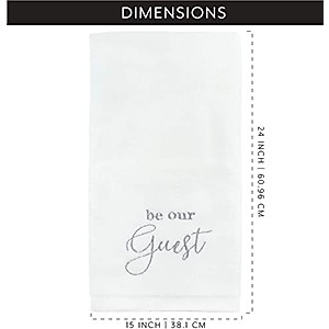 AuldHome Design Guest Towels (Set of 2, White w/Gray); Be Our Guest Monogrammed Hand Towels