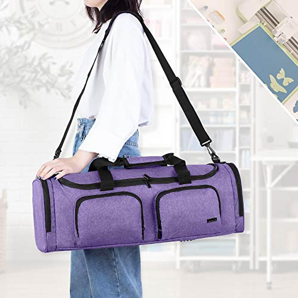 LUXJA Bag Compatible with Cricut Explore Air (Air2) and Maker, Carrying Case Compatible with Cricut Die-Cut Machine and Accessories (Bag Only), Purple