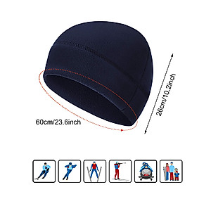 3 Pieces Winter Warm Skull Cap Soft Polar Fleece Beanie Hat Thick Windproof Watch Cap Skiing Outdoor Cap for Men Women (Dark Blue, Black, Camouflage)