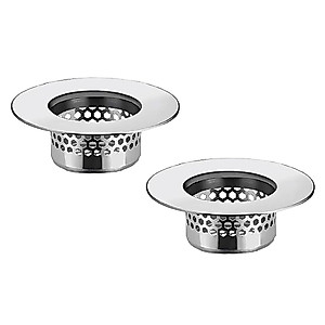 Much Hotter Bathroom Sink Strainer (2 Pack), Bathtub Drain Cover Lavatory Sink Drain Strainer Hair Catcher for Laundry Utility RV Sink, Stainless Steel Drain Filter. Fit Hole Size from 1.25" to 1.60"