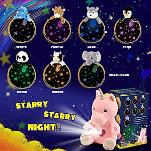 Cuteoy Plush Pink Unicorn Star Projector Musical Adjustable Singing Night Light Stuffed Animals Glowing Plushies Toy Gifts for Kids Birthday Easter Christmas,13''