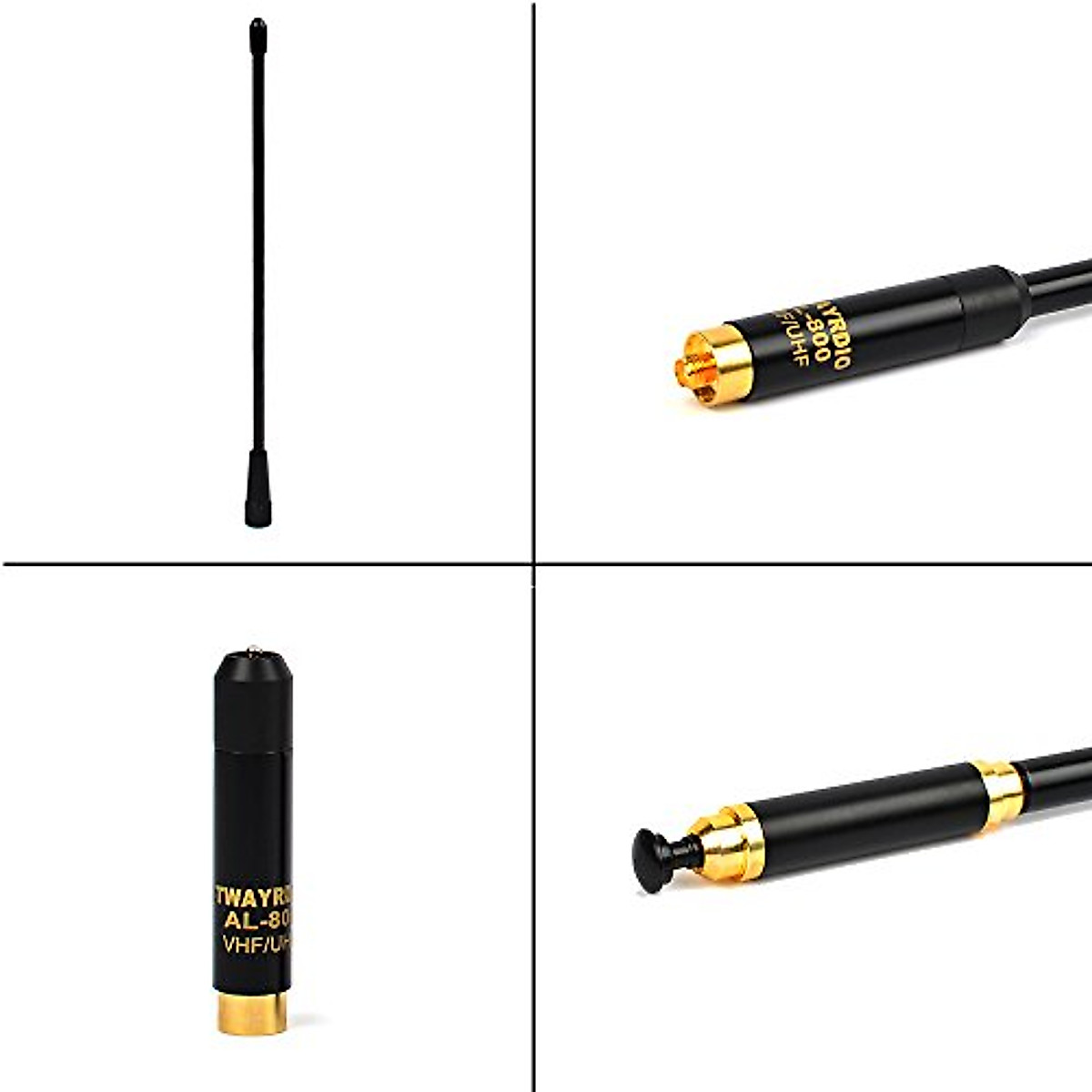 TWAYRDO AL-800 VHF/UHF 2m 70cm Walkie Talkie SMA-Female Extendable Antenna Dismountable 33.5-inch for Baofeng BF-UV5R BF-888s PUXING WOXUN Kenwood TK-360 TK-370 Two Way Radio