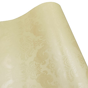 SimpleLife4U Peel & Stick Shelf Liner Waterproof Drawer Paper 17.7 Inch by 9.8 Feet, Beige Damask