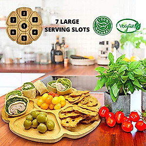 12.6 Inches Premium Bamboo Kitchen Serving Tray – 100% Handmade Crafted Platter – for Parties, Dinners, Holidays – New Sleek Design – Eco-Friendly All-Natural Vegan Wooden Platter - Food Tray