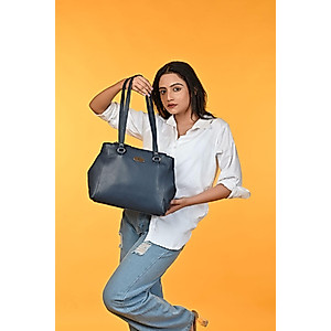 ROLANDO Rose Women's Top-Handle Leather Handbag (Navy Blue)