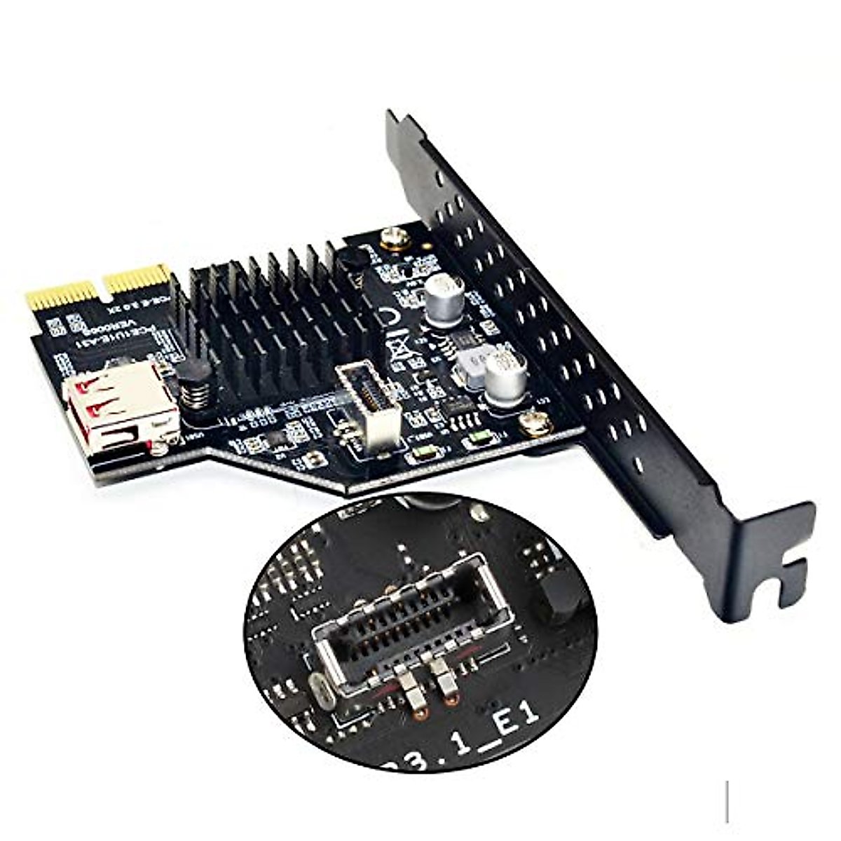 ChenYang 2 Port USB 2.0 ＆ USB 3.1 Gen 2 Type-E Front Panel Socket to PCI-E 2X PCI Express Expansion Card Adapter