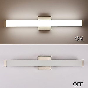 YHTlaeh Bathroom Vanity Light Brushed Nickel Square LED 24 inch 14W 4000K Natural White Light Wall Bar Lighting Fixtures Over Mirror