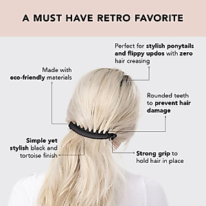 Kitsch Banana Hair Clips for Women - Large Banana Clip for Thick Hair | Cute Hair Clips for Girls | Banana Clips for Thin Hair | Banana Hair Clip, Big Claw Clips for Thick Hair, 2pc (Black & Tortoise)