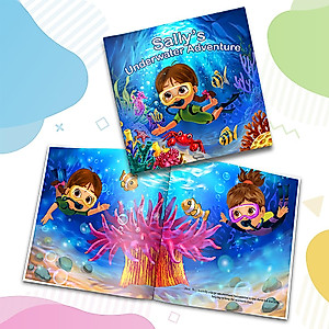 Personalized Story Book by Dinkleboo - "The Underwater Adventure" - for Kids Aged 0 to 8 Years Old - A Story About Exploring The Sea and Meeting Magnificent Sea Creatures - Soft Cover (8"x 8")