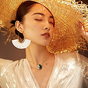 TOSGMY 9-12 Pairs Rattan Earrings for Women Handmade Boho Tassel Earrings Lightweight Acrylic Earrings Set (D)