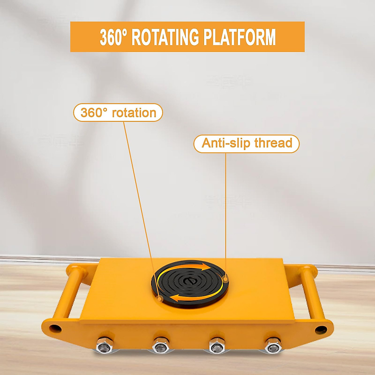 FAHKNS Machine Skates 26400 LBS, 360° Rotation Disc Machinery Moving Skate with 8 Steel Rollers, Heavy Duty Industrial Machinery Mover Skate for Warehouse, Workshop Moving Equipment, Yellow