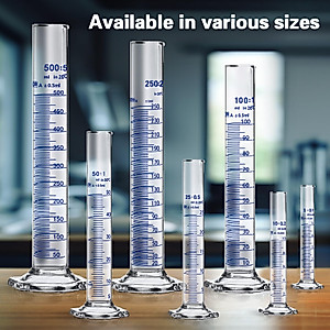 Thick Glass Graduated Cylinder Measuring Liquid Lab Hexagon Base Cylinders Come with Cylinder Brush (Glass, 50ML)