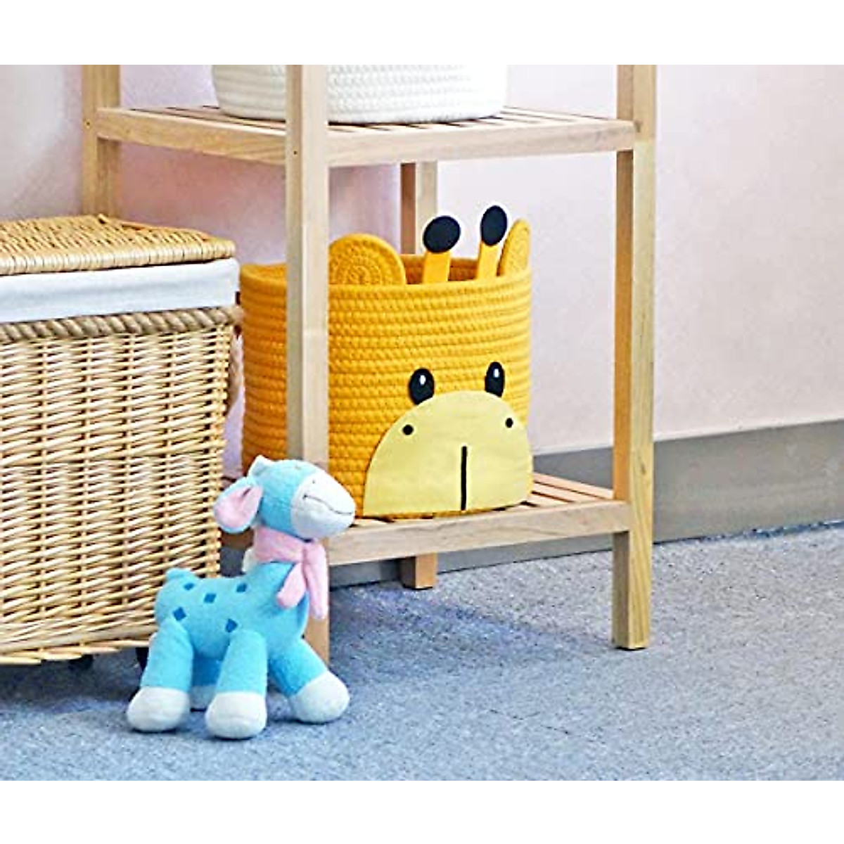 T&T Homewares Small Giraffe Baskets for Baby Diaper Organizer, Nursery Storage, Nursery Room Decor, Kids Room Organizer, Cat Dog Toy Storage