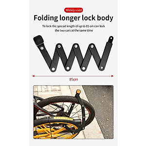 Foldable Bike Password Lock, 4-Digit Combination Folding Chain Lock with Mount Bracket, Heavy Duty Alloy Steel, Anti-Scratch, Coating, Waterproof, Anti-Rust