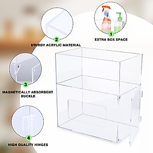 mwellewm Trash Bag Dispenser 2 in 1 Extra Large Acrylic Garbage Bag Roll Holder Under Sink Plastic Bag Storage Box with Lid Kitchen Inside Trash Can Grocery Bag Organizer(10.4 x 6.5 x 11.4 inches)