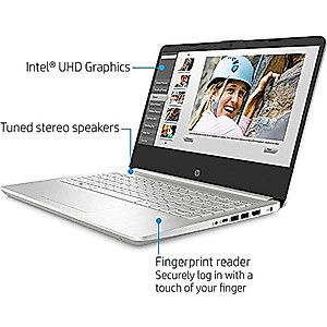 HP 2022 New Flagship 14 Laptop: 14" FHD IPS Display, Dynamic 4-Core Intel i3-1125G4(Upto 3.7GHz), 16GB RAM, 256GB SSD, UHD Graphics, Backlit-KYB, FP-Reader, WiFi, Fast Charge, HDMI, USB-C, Win10S, TF