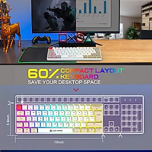 LexonElec 60% Mechanical Gaming Keyboard, Linear Red Switches, RGB Backlit Compact Mechanical Keyboard, PBT Dye-Sub XDA Keycaps, Multimedia Keys, 62-Key Anti-Ghosting Mini Keyboard, for Win/Mac/PC/PS4