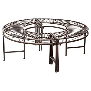 Design Toscano ZJ12063 Roundabout Circular Garden Tree Bench Seat, 47 Inch, Grey