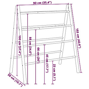 vidaXL Double Bamboo Towel Ladder with 4 Rungs - Freestanding Bathroom Storage Rack - Water-Resistant Design - Easy to Clean