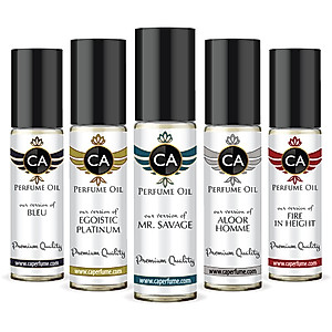CA Perfume Designer Perfume Oil Set For Men Impression Of (Bleu, Egoistic Platinum, Mr.Savage, Aloor Homme, Fire in Height) Long Lasting Fragrance Body Oil 10ml x 5