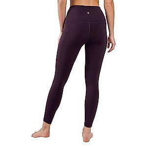 90 Degree By Reflex Power Flex Yoga Pants - High Waist Squat Proof Ankle Leggings with Pockets for Women - Fig Sugar - XS